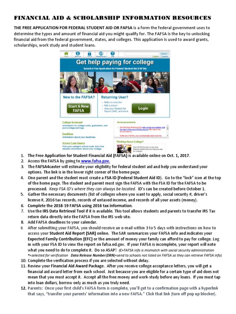 Financial Aid Handout Wechs Revised | PDF | Education Economics ...