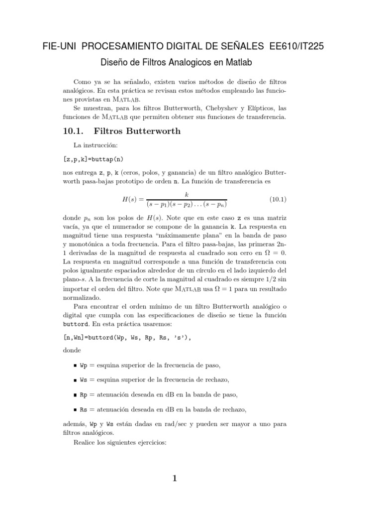 DSP Lab9 2014-1 | PDF | Filtro electronico | Algoritmos