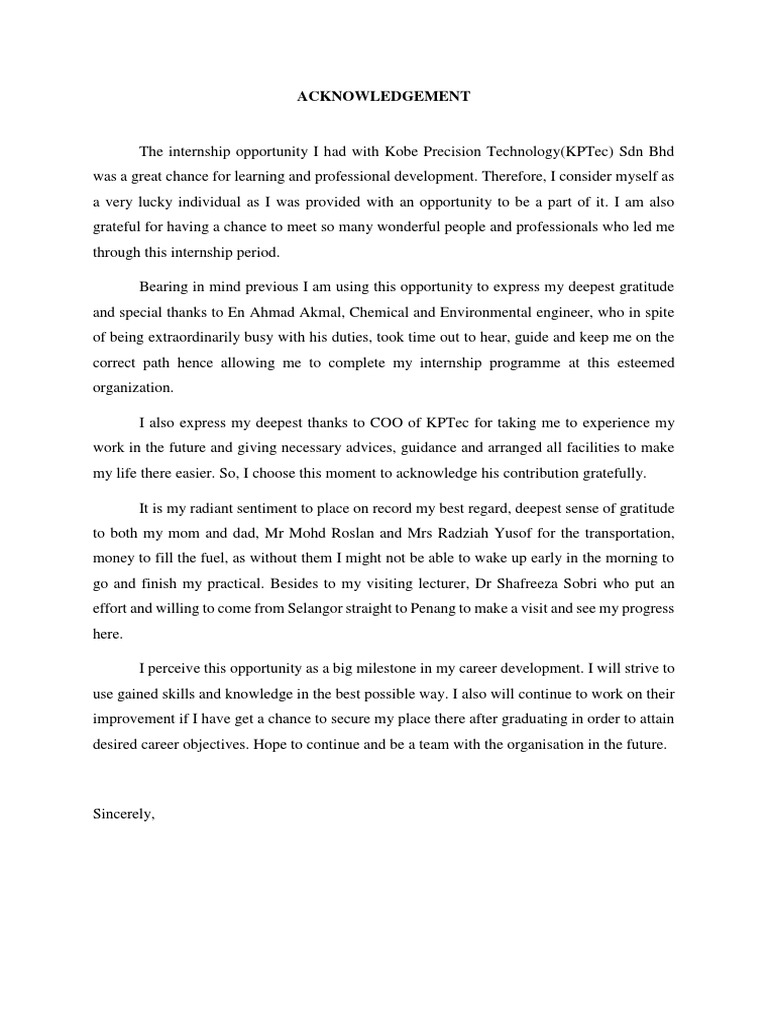 Acknowledgement | PDF | Environmental Technology | Environmental Engineering