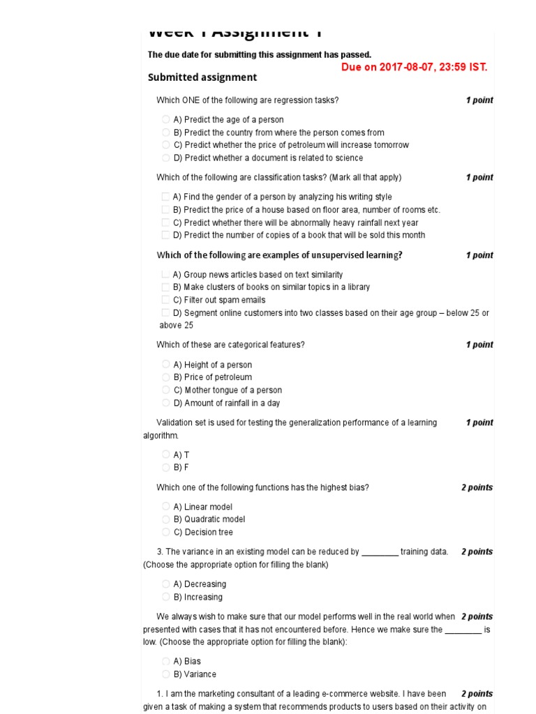 Assignments 1 | PDF | Data Analysis | Artificial Intelligence