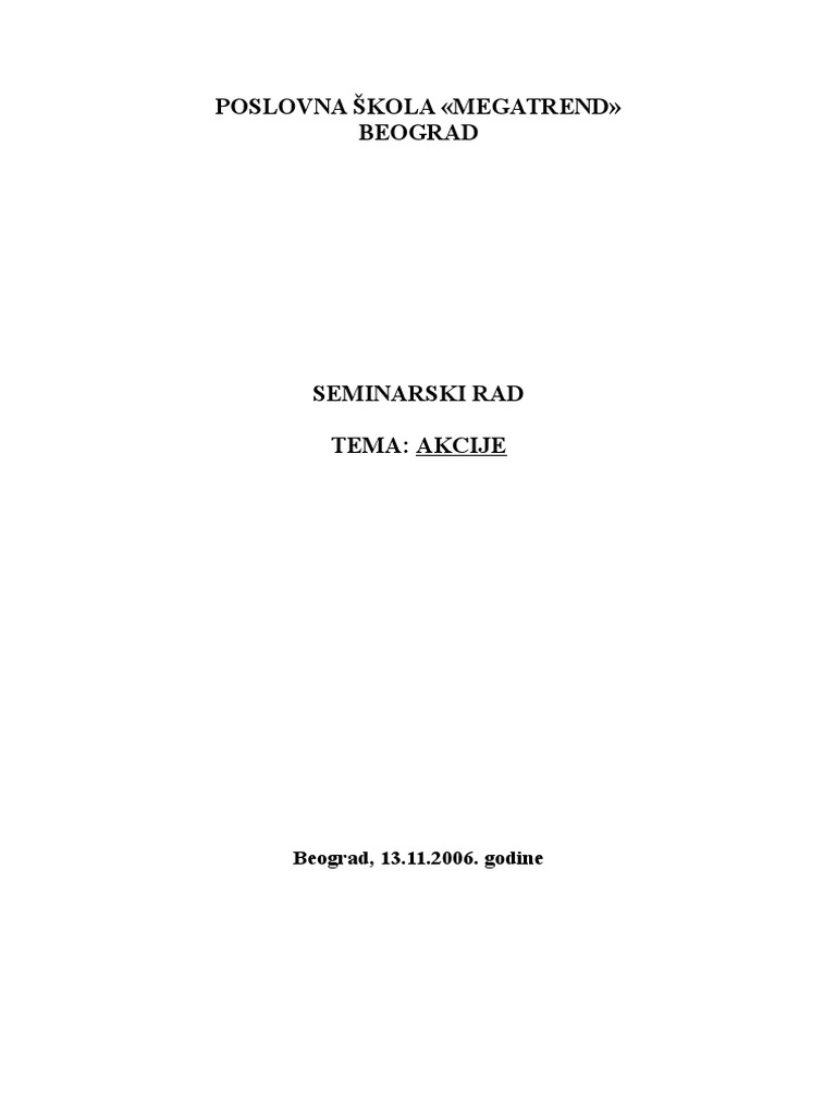 Akcije WORD 9 Strana | PDF