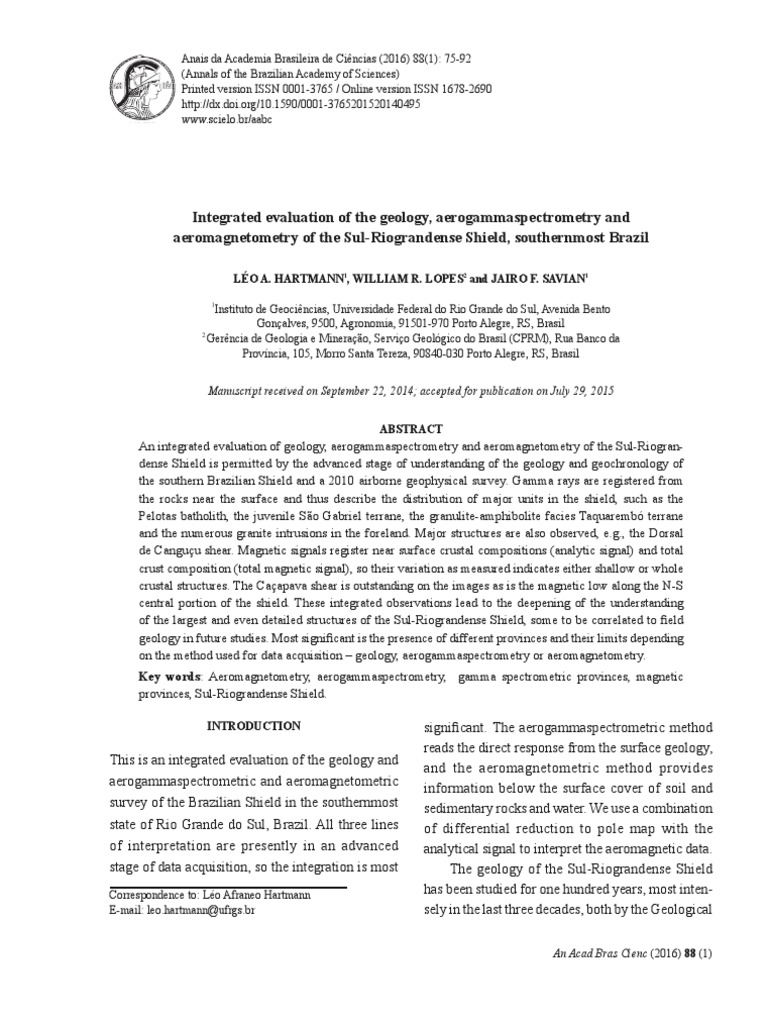 Hartmann Et Al 2016 AABC | PDF | Geology | Granite