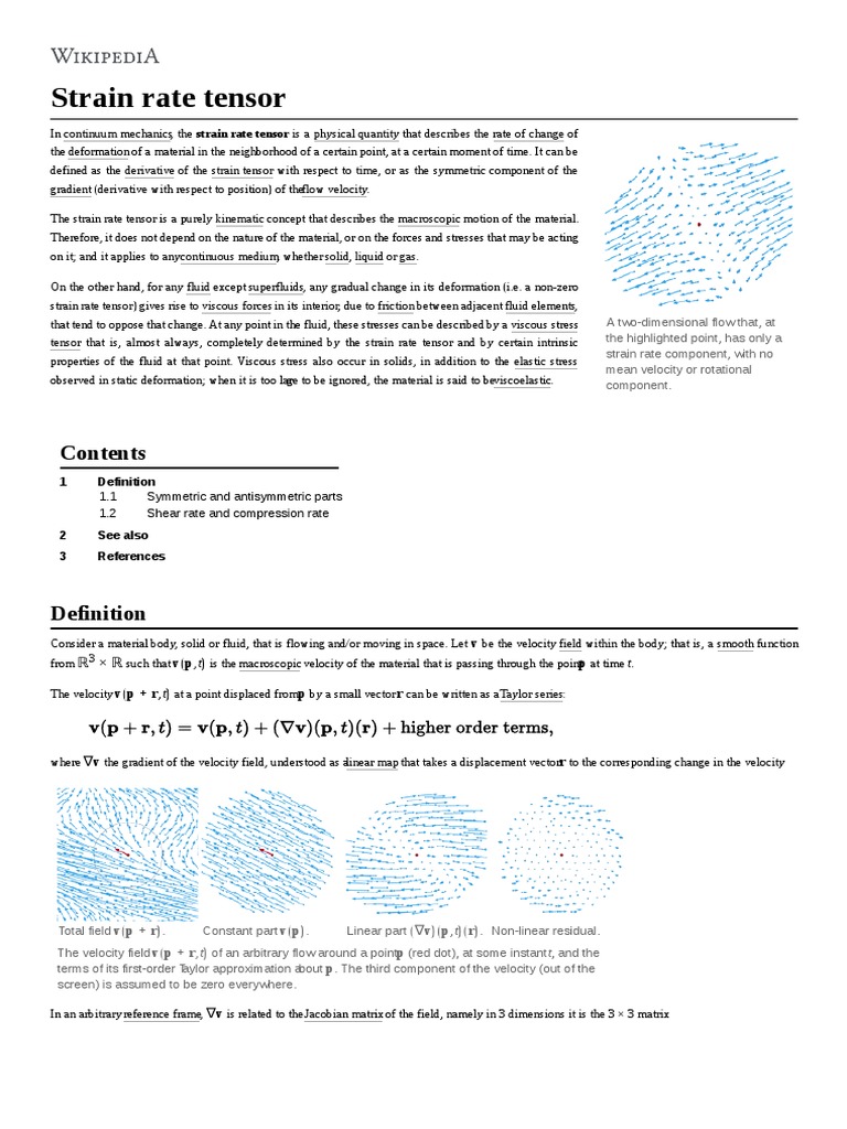 Strain Rate Tensor | PDF | Deformation (Mechanics) | Linear Algebra