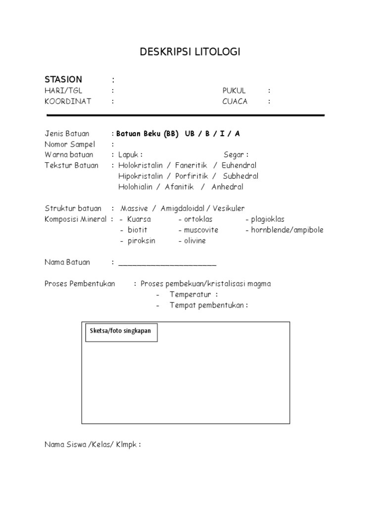 Deskripsi Litologi Batuan dan Prosesnya | PDF