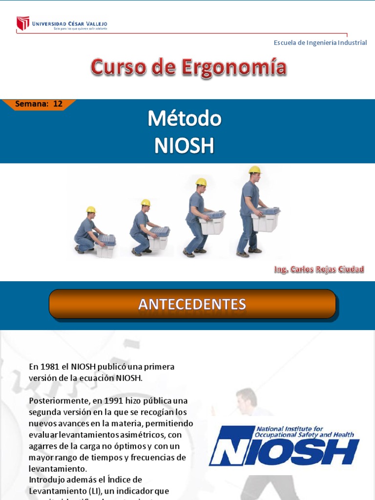 Ergonomia Clase 12 NIOSH | PDF | Transporte | Medición
