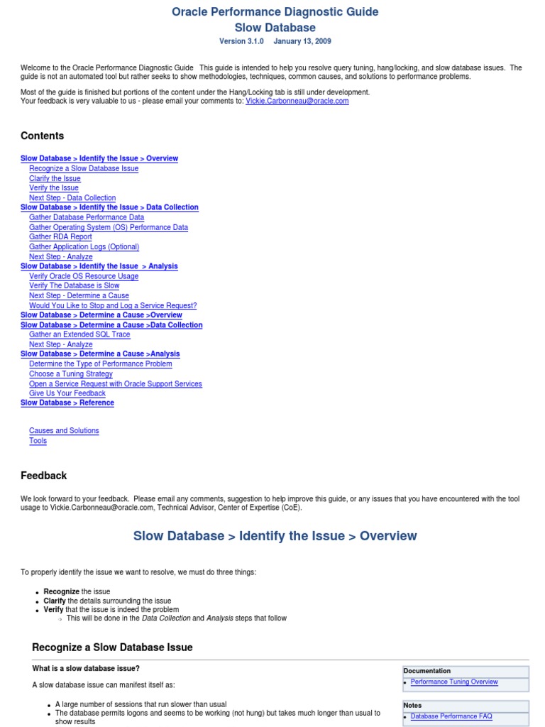 Opdg For Resolving Slow Database Performance Issue Pdf Oracle Database Databases