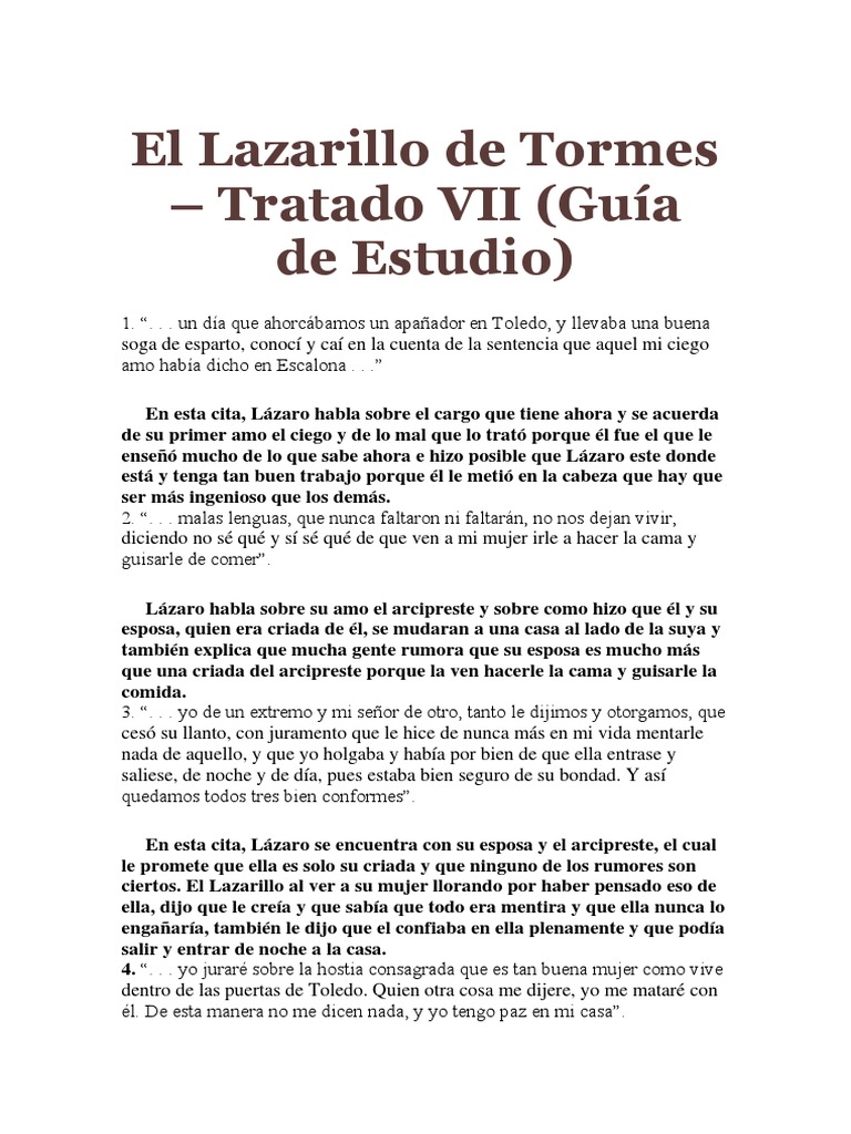El Lazarillo de Tormes Preg y Respuestas | PDF