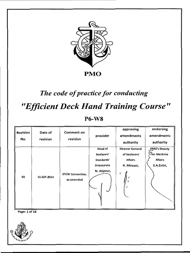 "Efficient Deck Hand Training Course": The Code of Practice For Conducting | PDF | Rope | Knot