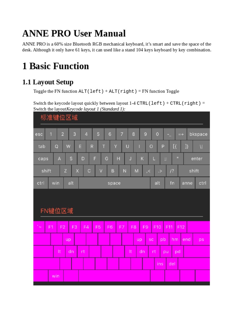 Anne Pro Manual | PDF | Bluetooth | Computer Keyboard