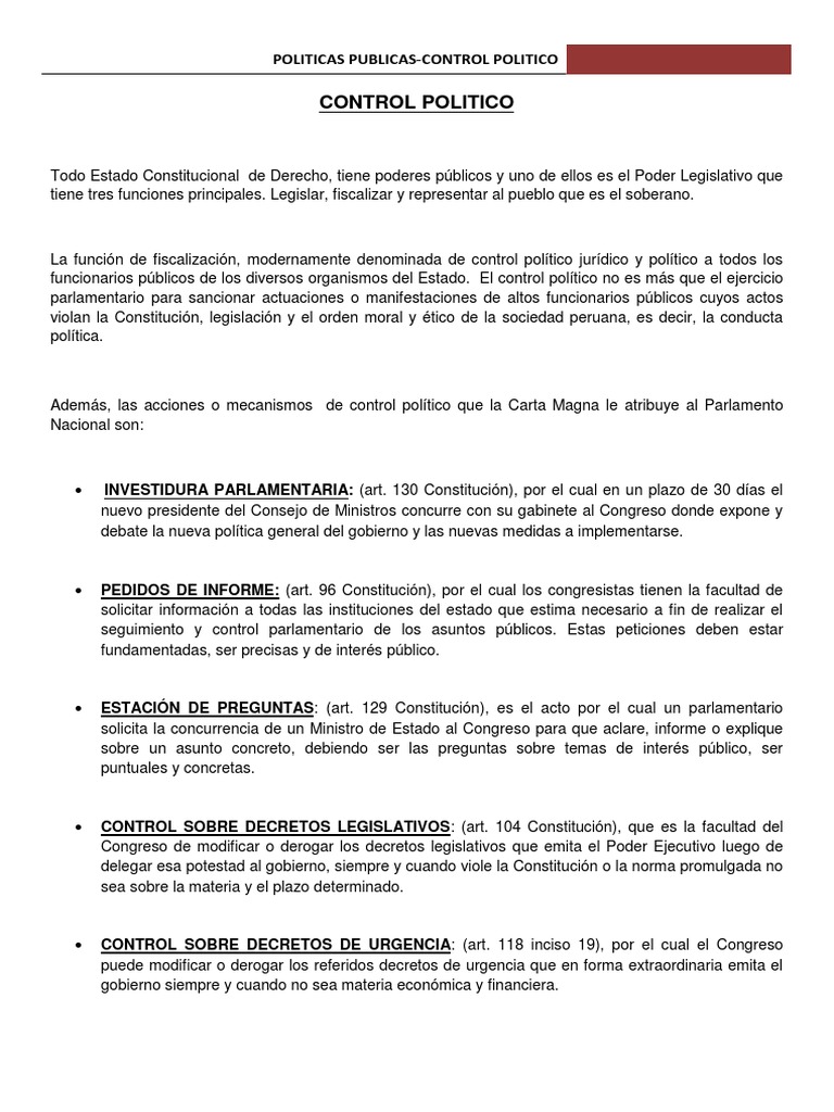 Control Politico | PDF | Justicia de la Paz | República