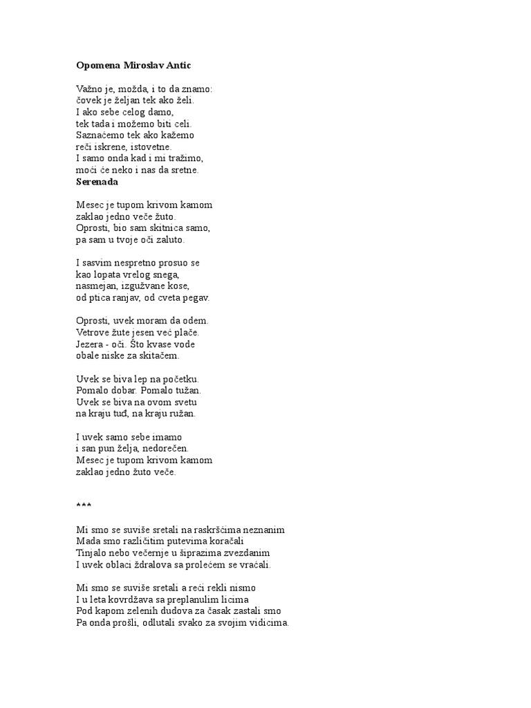 Opomena Miroslav Antic | PDF