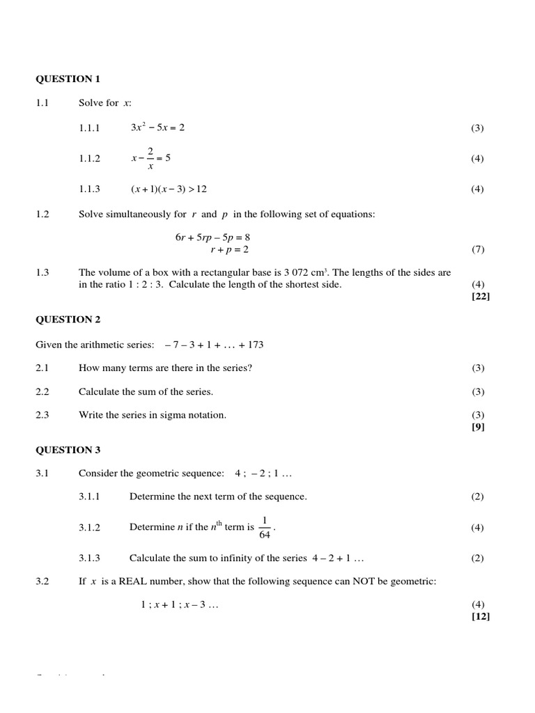 Mathematics Paper 1 Exam Practice | PDF | Interest | Loans