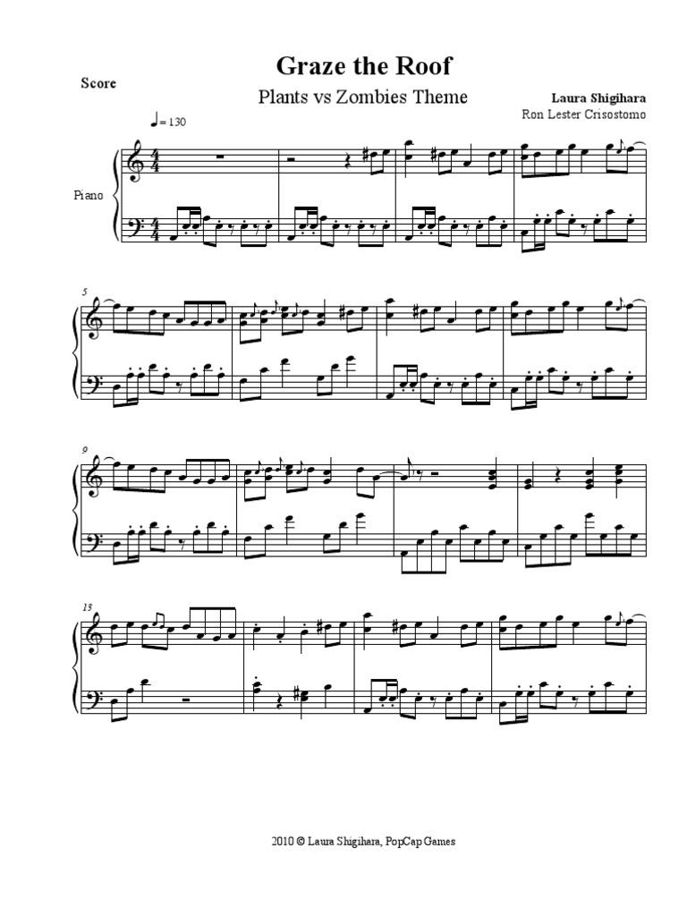 PVZ - Graze The Roof (Piano) | PDF