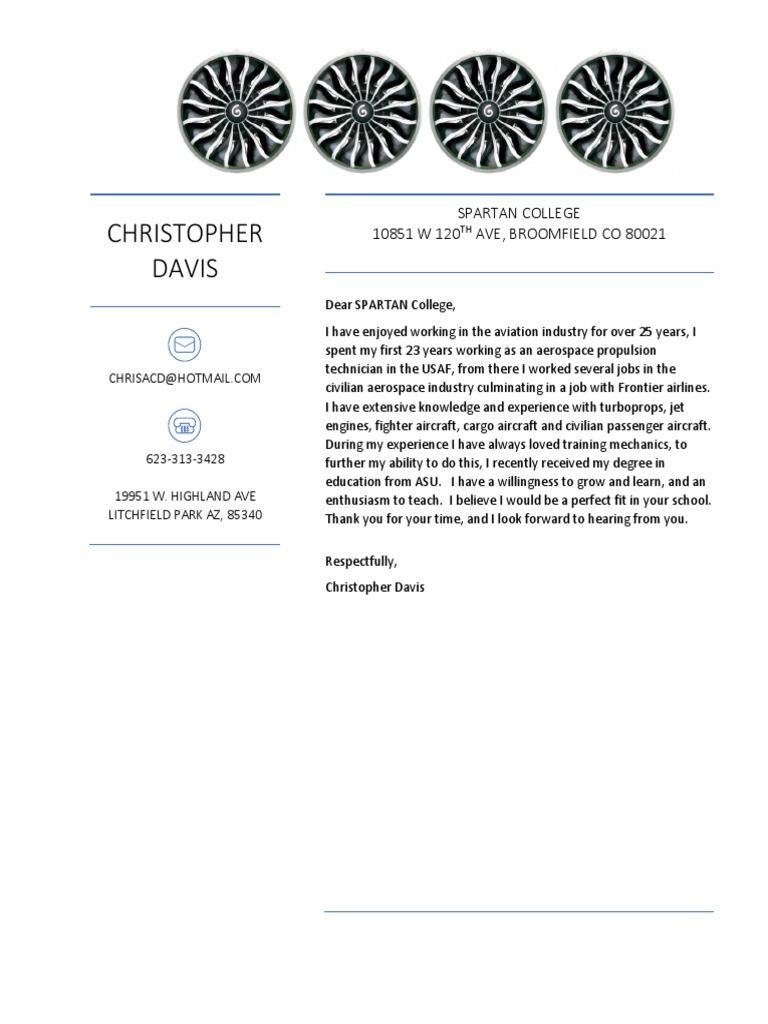 Christopher Davis Cover Letter | PDF