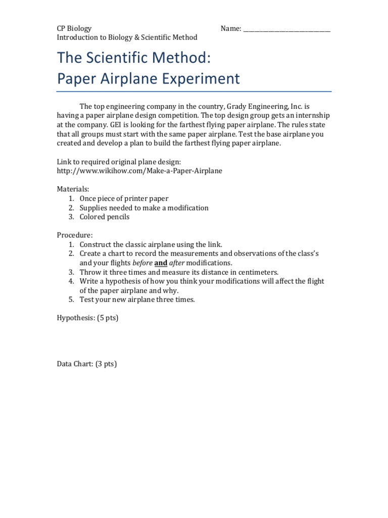 Paper Airplane Experiment | PDF