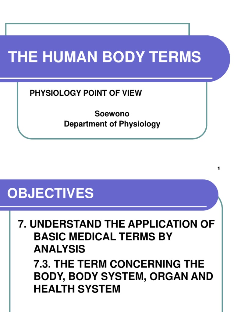 The Human Body Terms: Physiology Point of View Soewono Department of ...