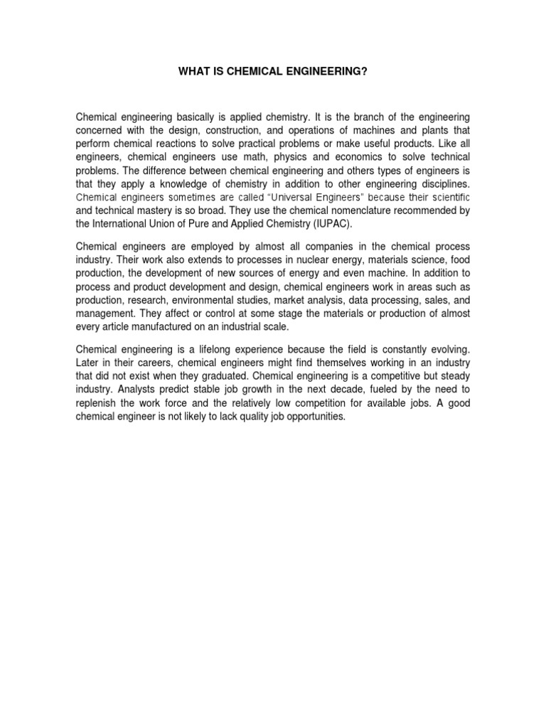 Overview of Chemical Engineering | PDF