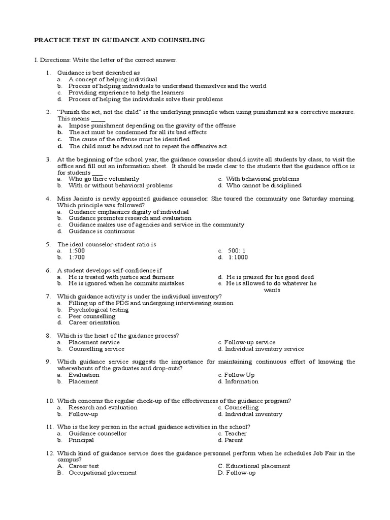 Practice Test | School Counselor | Test (Assessment)