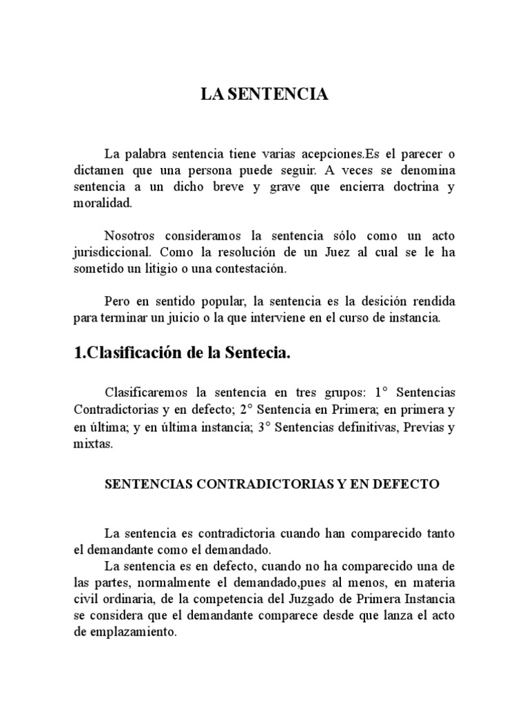 Tipos de Sentencias | PDF | Sentencia (Ley) | Res Judicata