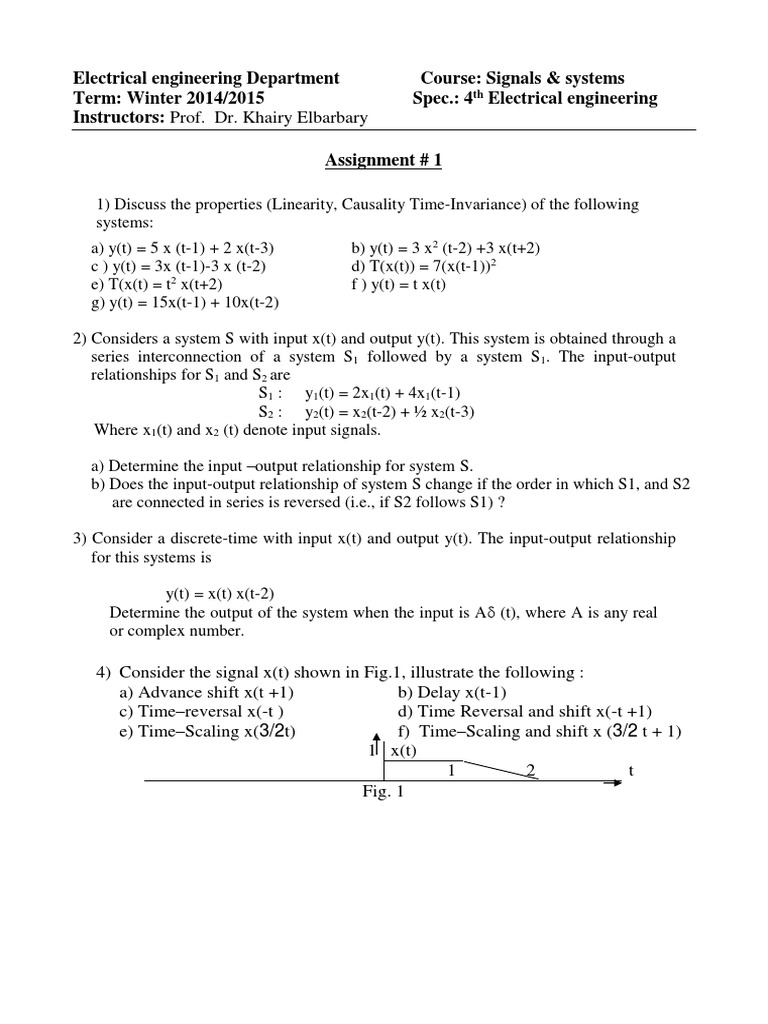 Signals & Systems Assignment Overview | PDF