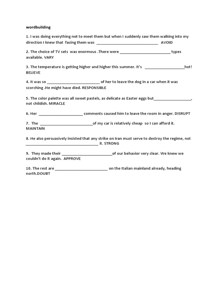 Wordbuilding: - It. STRONG | PDF