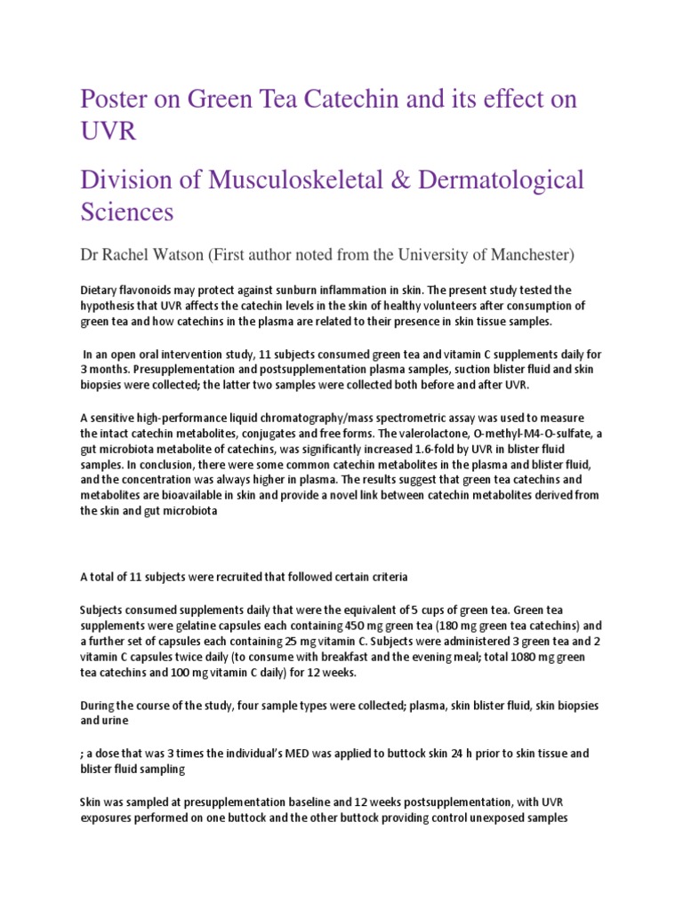 Poster Green Tea | PDF | Green Tea | Vitamin C