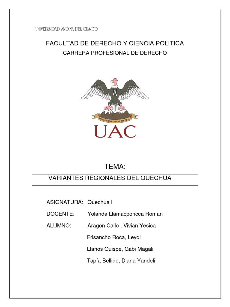 Variantes Regionales Del Quechua | PDF | Los símbolos | Lingüística