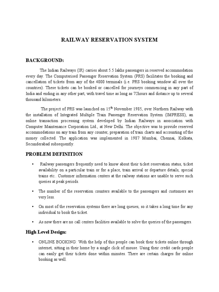 An In-Depth Analysis and Design of an Online Railway Reservation System ...