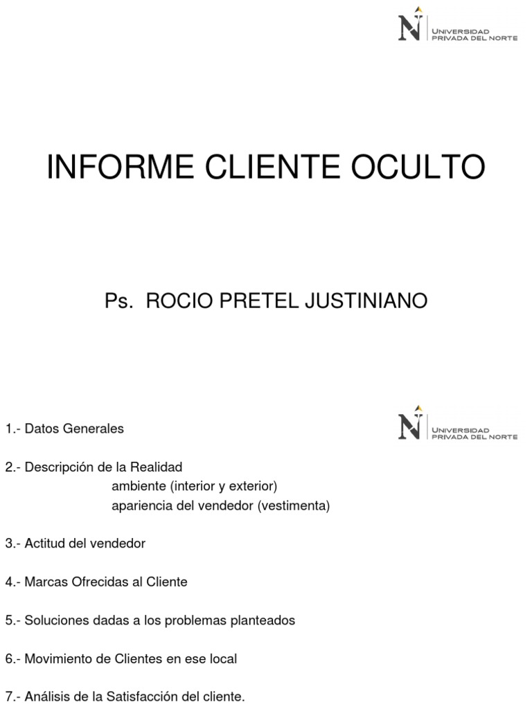 Informe Cliente Oculto | PDF