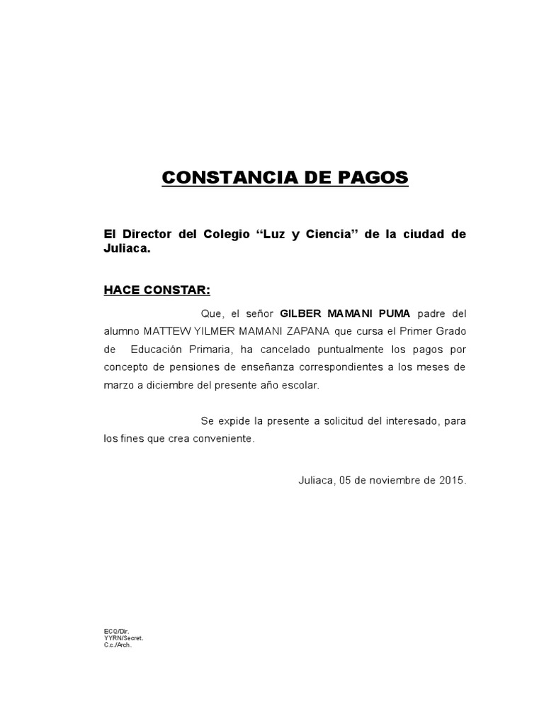 Constancia de Pagos | PDF