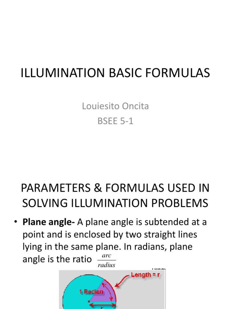 Illumination Basic Formulas | PDF | Scientific Observation | Physical ...