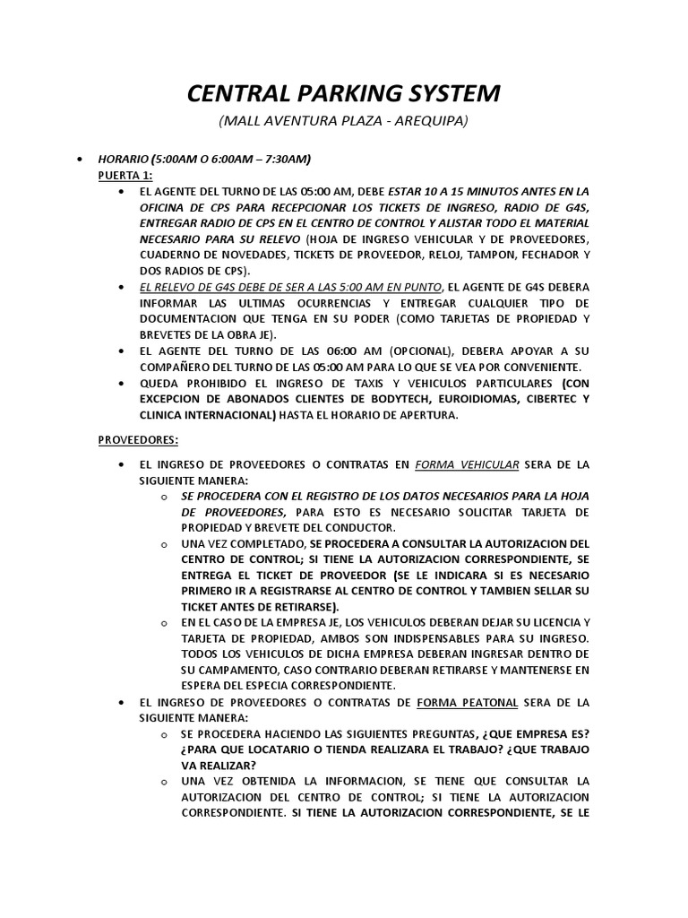 Central Parking System | PDF