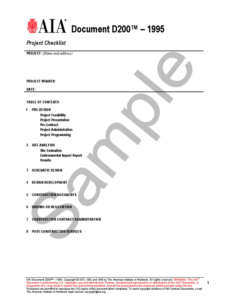 AIA D200 1995 Free Sample Preview | PDF | Construction Bidding ...
