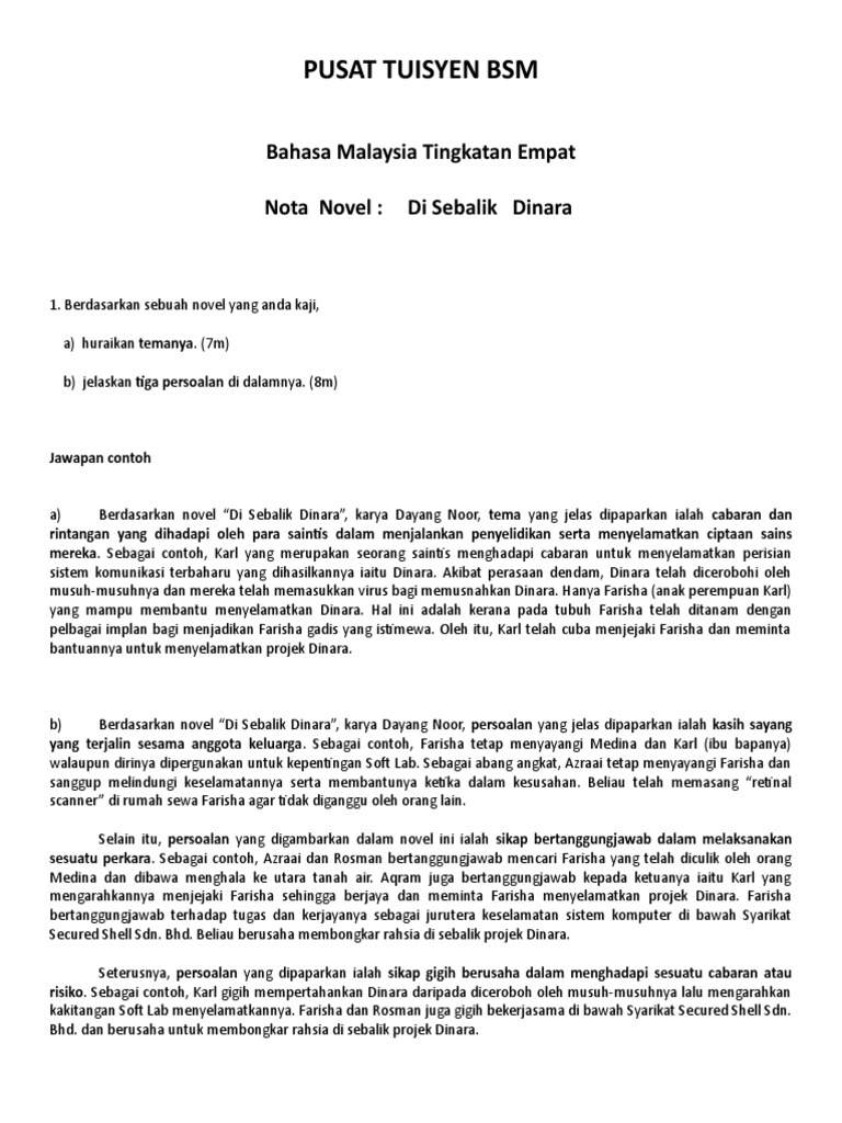 Novel Komsas T4 Di Sebalik Dinara | PDF