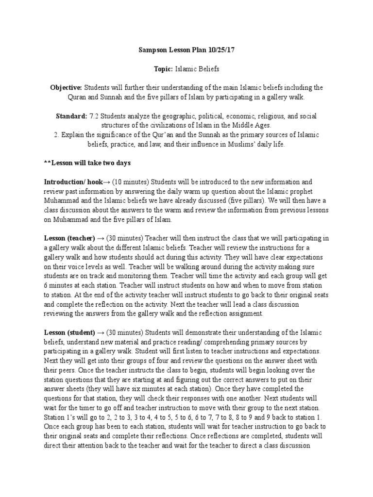 Gallery Walk on Islamic Beliefs | PDF | Quran | Islam