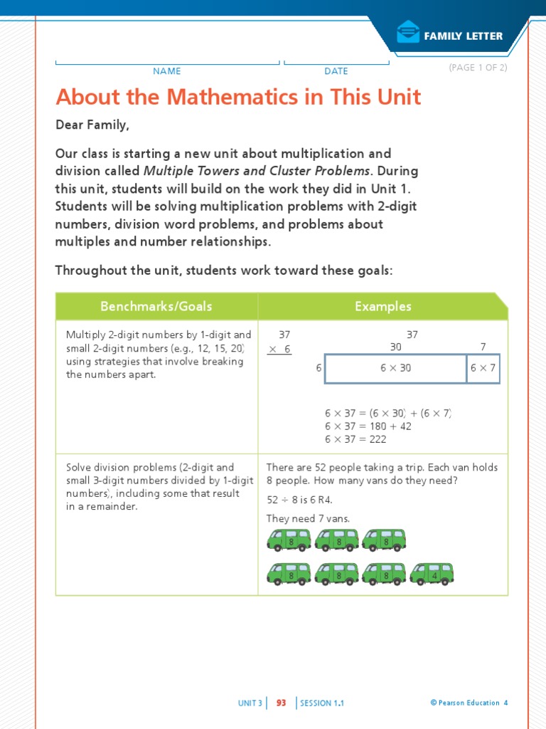Family Letter | PDF | Multiplication | Teaching Mathematics