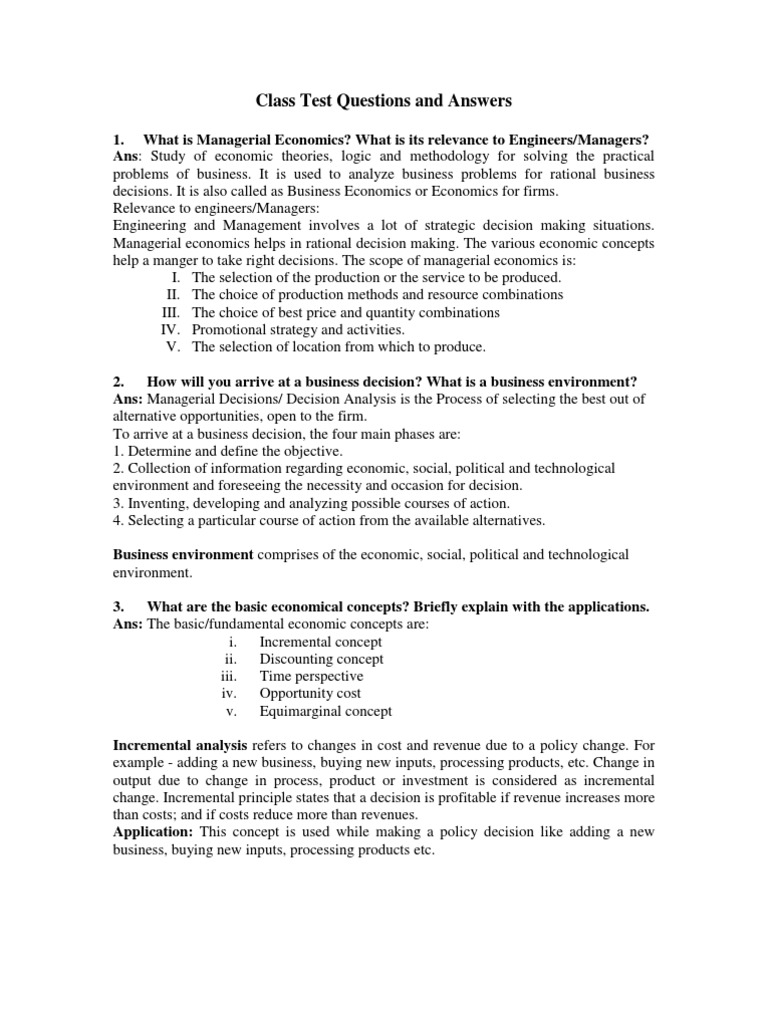 Managerial Economics Exam Q&A Guide | PDF | Partnership | Discounting