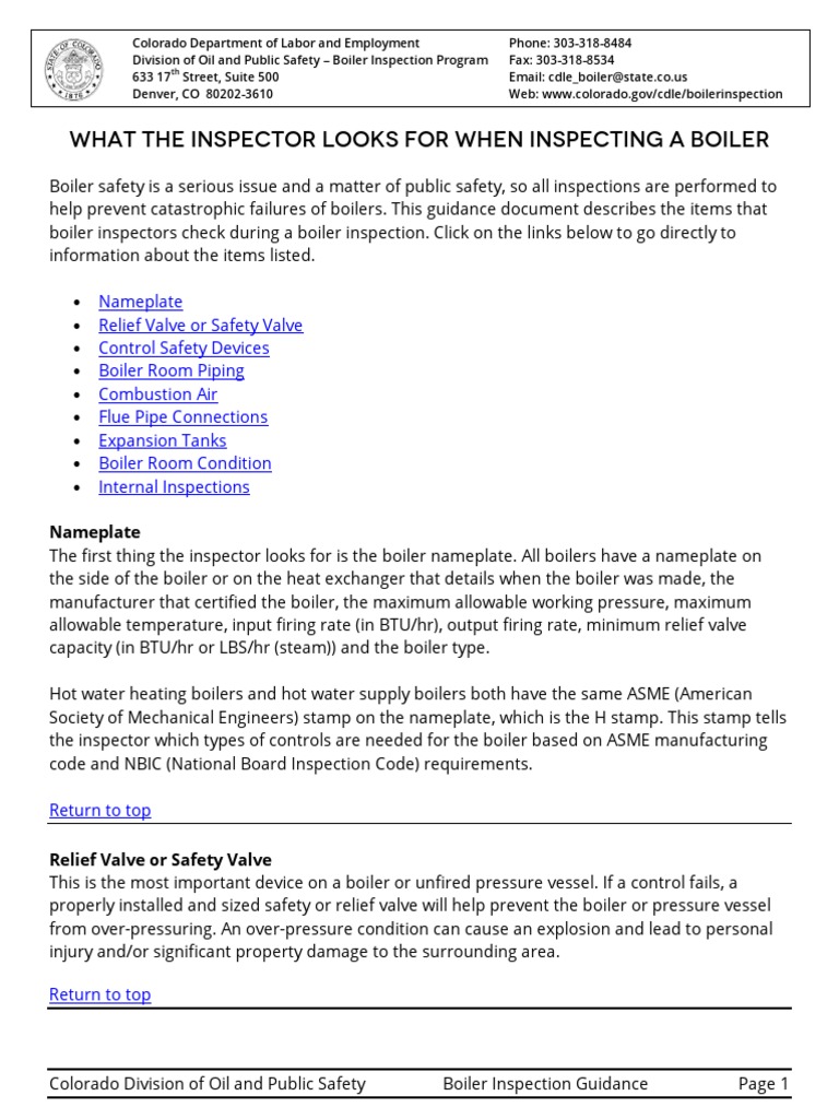 Boiler Inspection Guidance PDF | PDF | Boiler | Water Heating