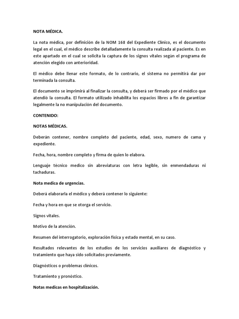 Nota Médica | Jabón | Clínica