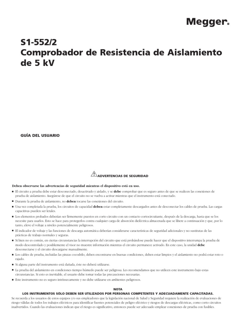 Guía Megger S1-552 PDF | PDF | Batería (electricidad) | USB