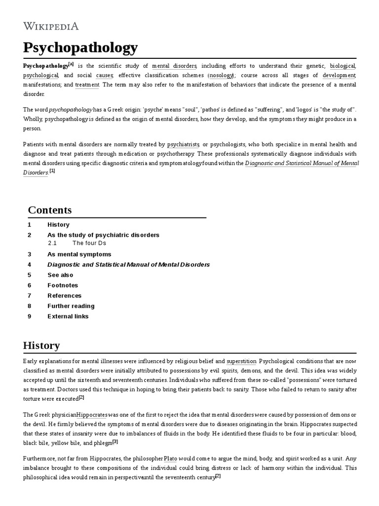 Psychopathology | Psychopathology | Psychiatric Diseases And Disorders