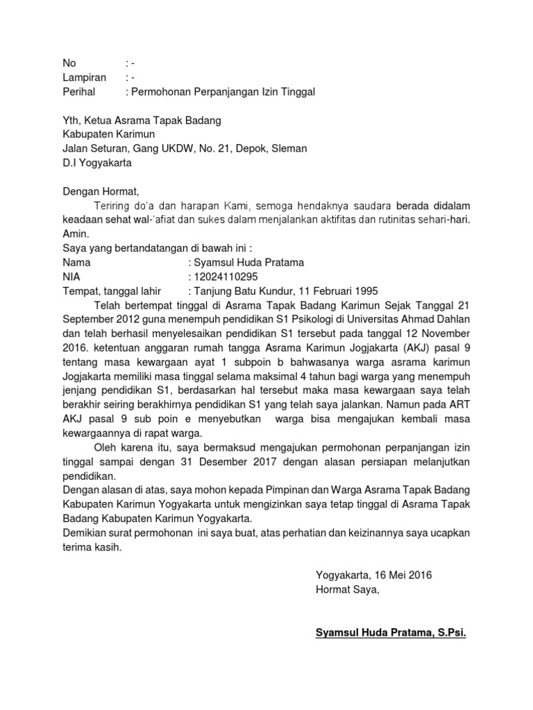 surat permohonan masuk asrama - Joshua Bower