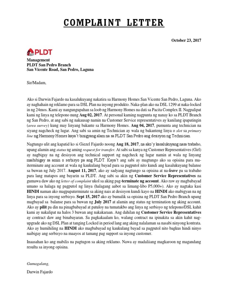 Complaint Letter | PDF