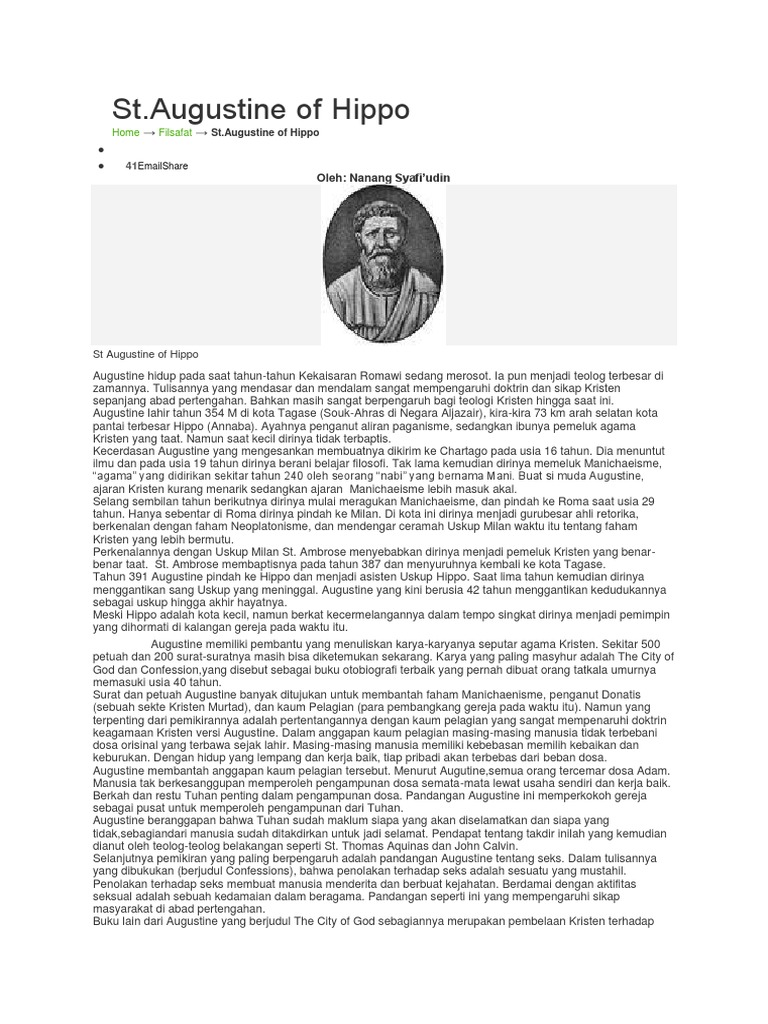 Pengaruh St. Augustine dalam Teologi Kristen | PDF | Agama & Spiritualitas