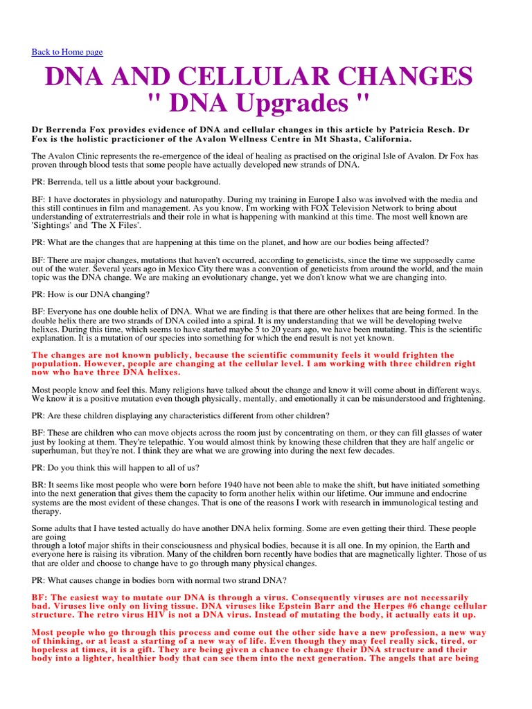 Dna and Cellular Changes " DNA Upgrades " | PDF | Virus | Alternative ...
