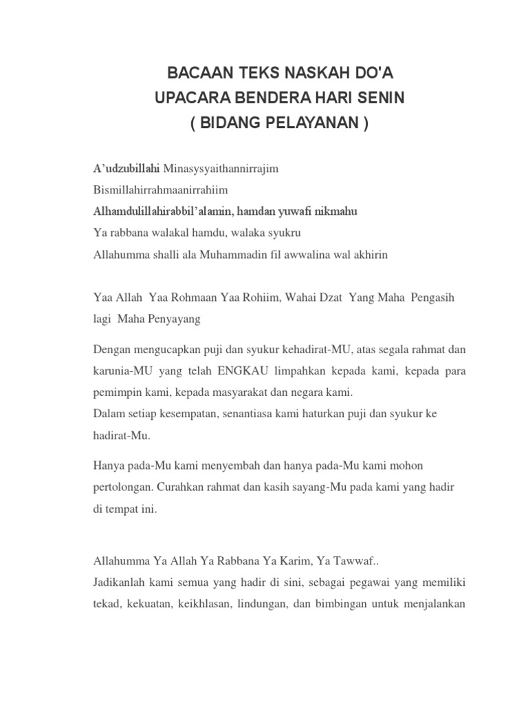 Naskah DOA Upacara | PDF | Pengembangan Diri | Gaya Hidup