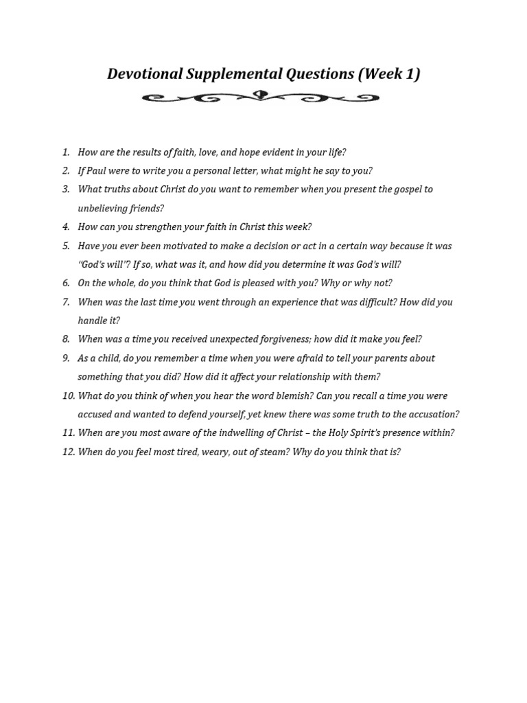 Devotional Supplemental Questions | PDF