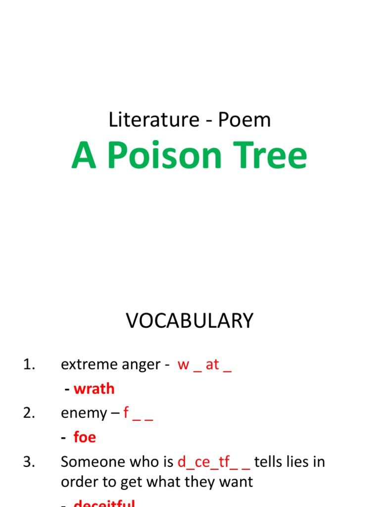 Literature - Poem: A Poison Tree | PDF | Anger