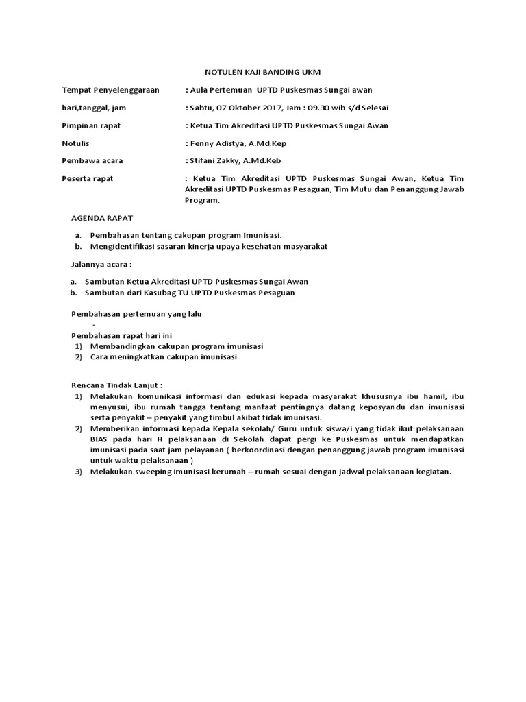 Notulen Kaji Banding Ukm | PDF