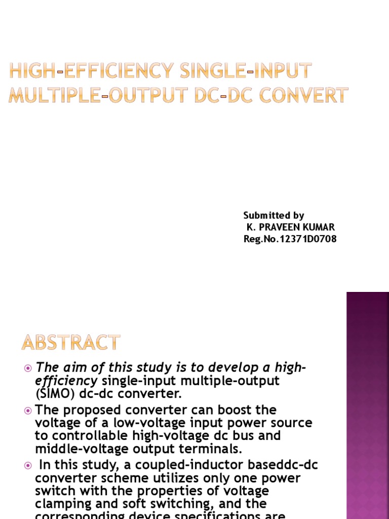 High Efficiency Single Input Multiple Output DC DC Converter | PDF ...